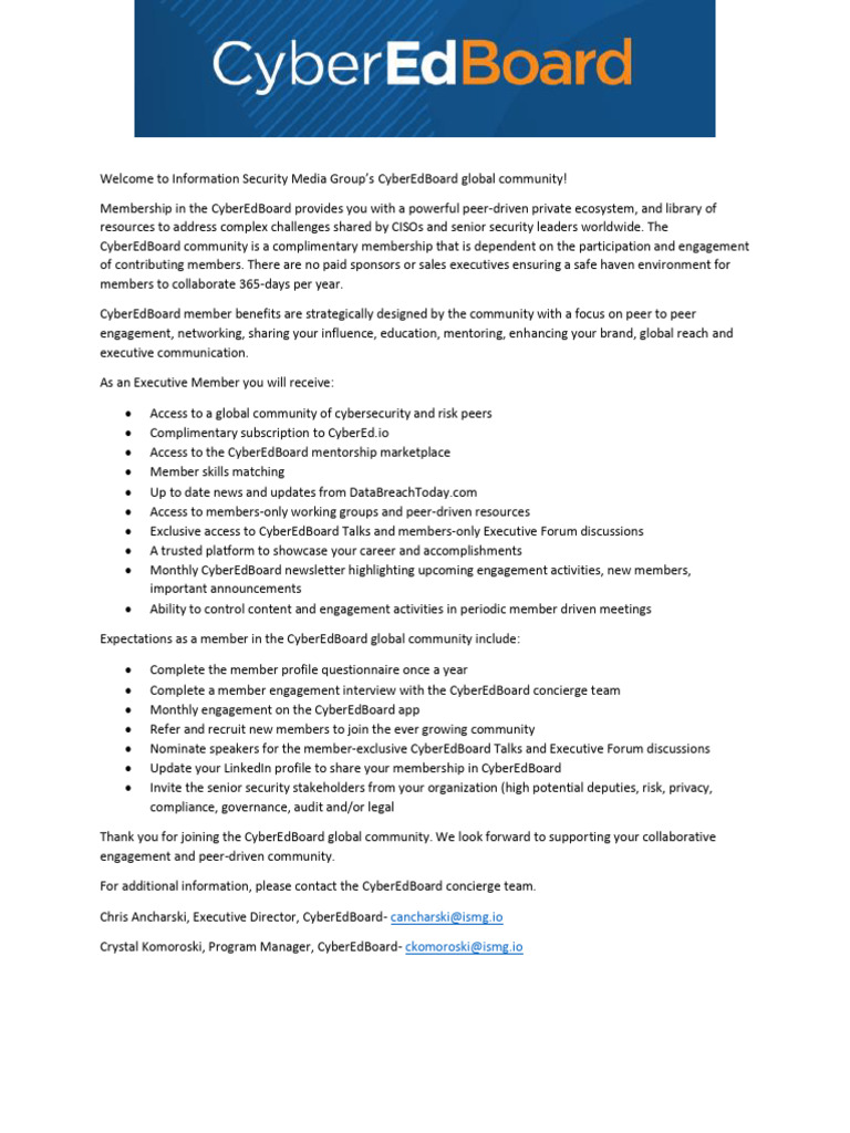 CyberEdBoard: Join the CISO Community | PDF | Mentorship | Linked In