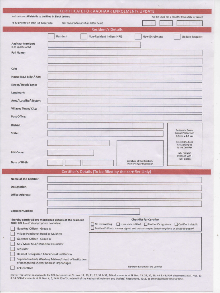 Addhar Form | PDF