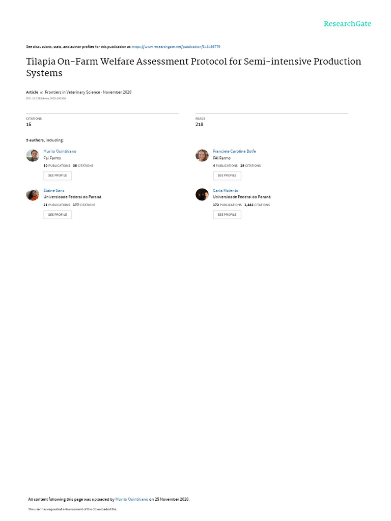 Tilapia Welfare | PDF | Animal Welfare | Fish