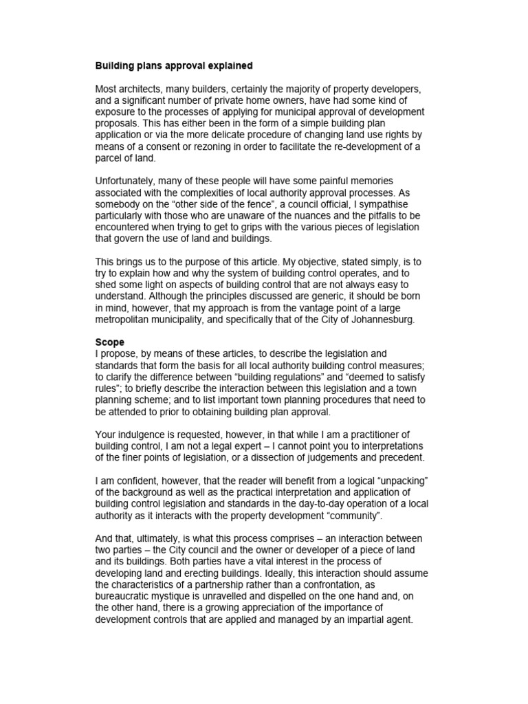 Building Plans Approval-Explained | PDF | Zoning | Verification And ...