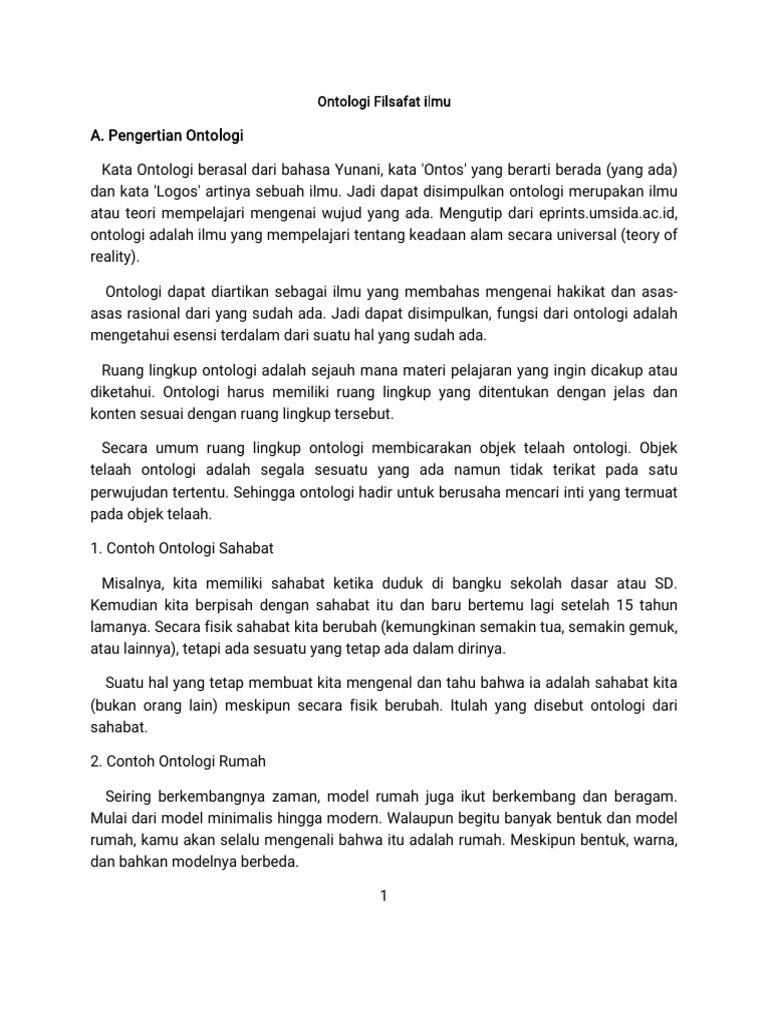 Pengertian dan Ruang Lingkup Ontologi | PDF | Ilmu Sosial