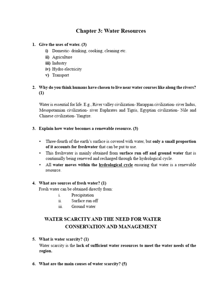 CH 3 Water Resources | PDF | Water | Water Scarcity