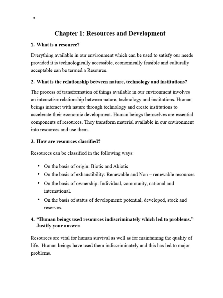 CH 1 Resources and Development | PDF | Soil | Resource