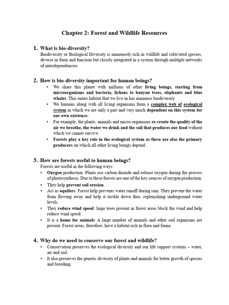 CH 2 Forest and Wildlife | PDF | Biodiversity | Tiger