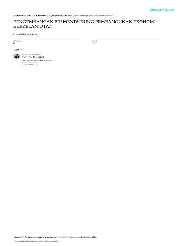 Pengembangan EIP Mendukung Pembangunan Ekonomi Berkelanjutan | PDF