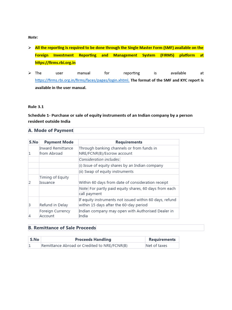 FDI Reporting Guidelines for Equity Instruments | PDF | Stocks | Banks
