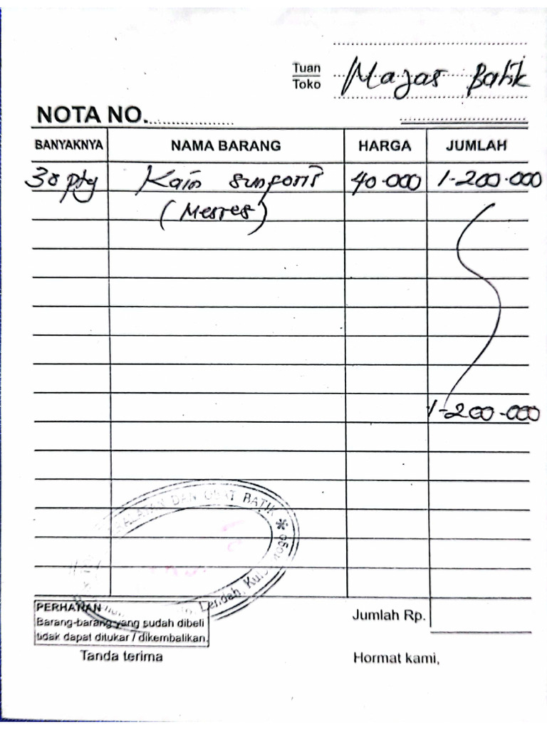 Contoh Nota Bahan Batik | PDF