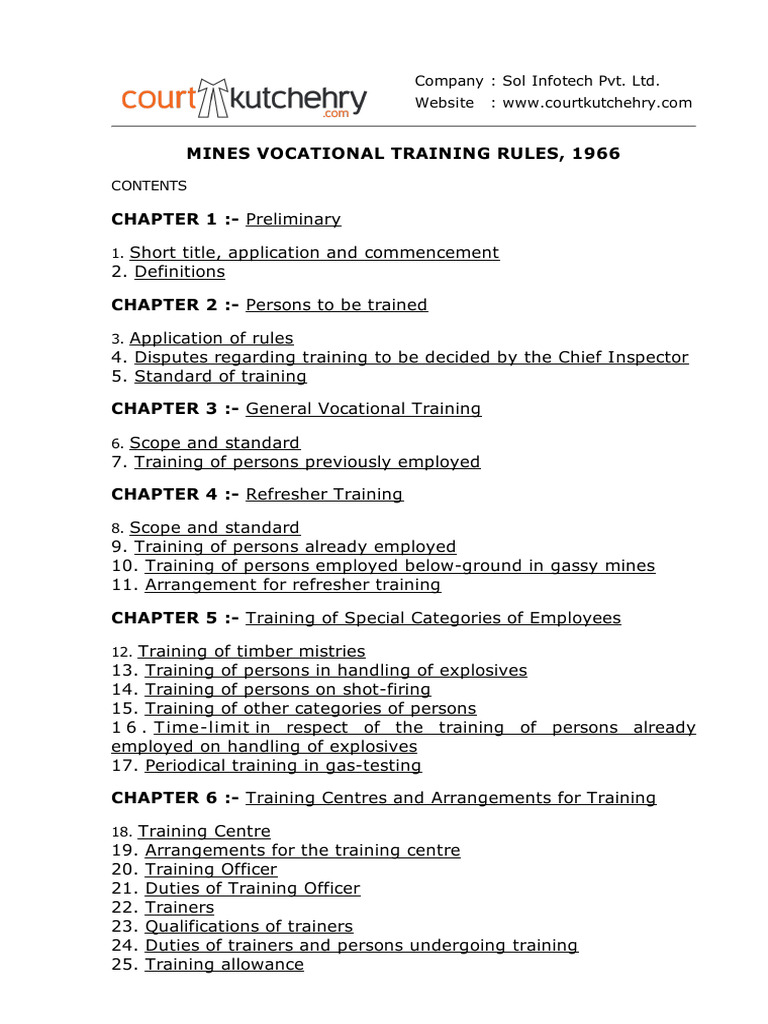 Mines Vocational Training Rules, 1966 | PDF | Combustion | Fires