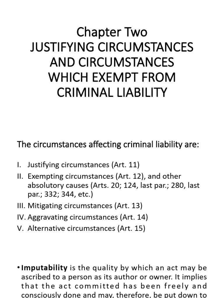 Criminal Law (03) - Title One (Chapter Two) - JUSTIFYING CIRCUMSTANCES ...