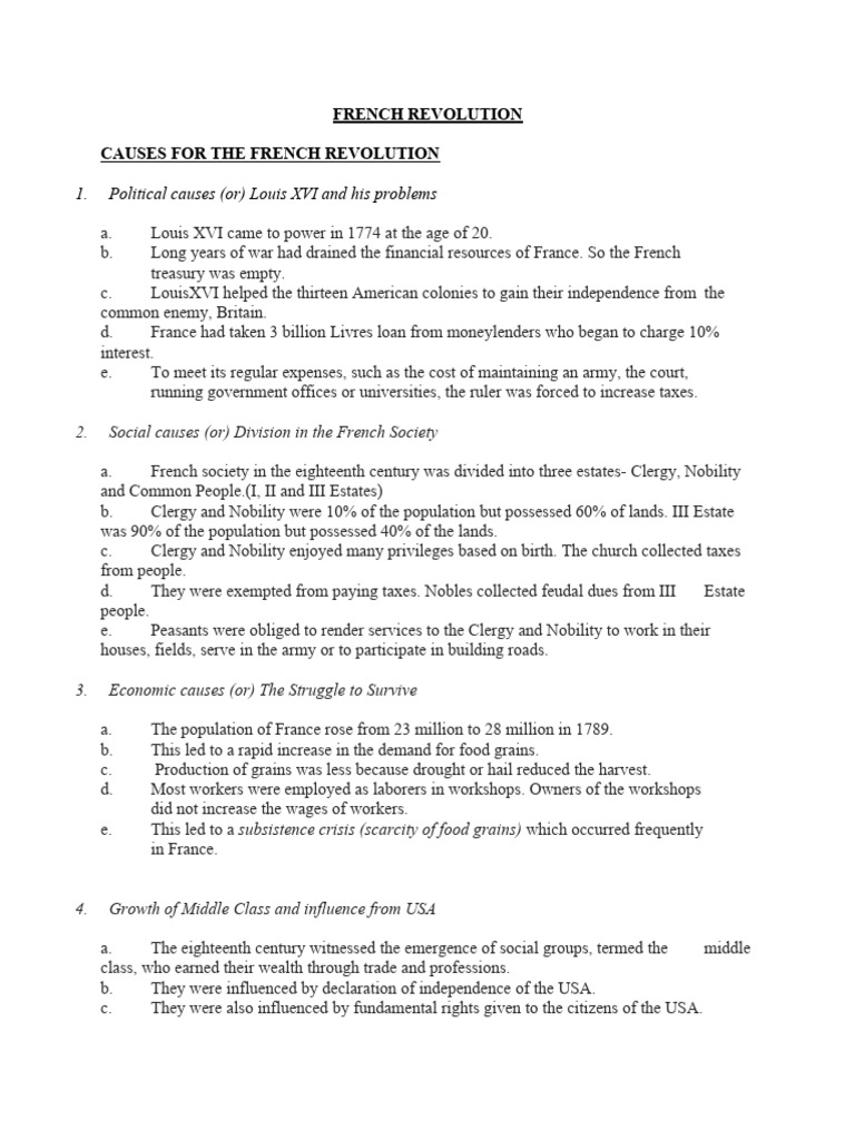 French Revolution Study Notes | PDF | French Revolution | Slavery