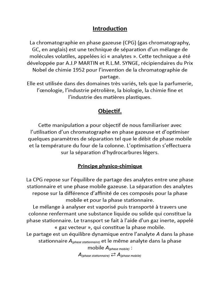 Principe Physico-Chimique: (Phase Stationnaire) (Phase Mobile) | PDF