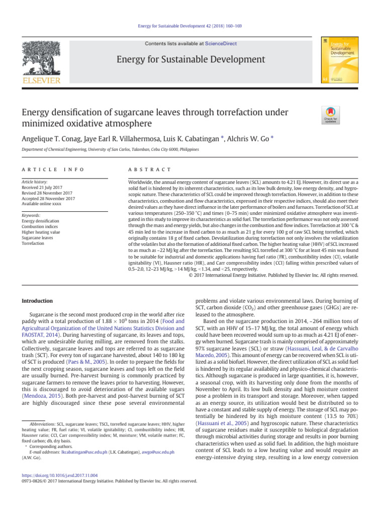 2018-Energy Densification of Sugarcane Lewves Through Torrefaction Under Minimized Oxidative ...