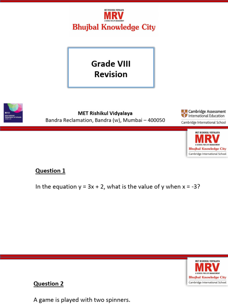 MRV - STD 8 (2021-22) - Practice Paper 2 (Q) | PDF | Triangle | Area