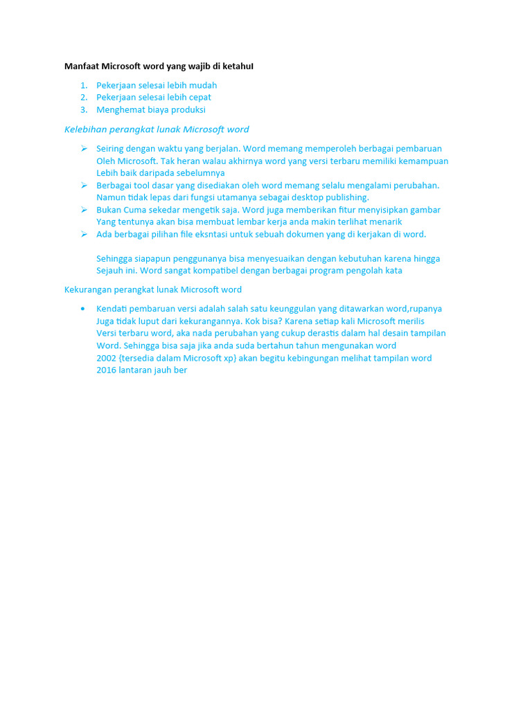 Manfaat Microsoft Word Yang Wajib Di Ketahui | PDF