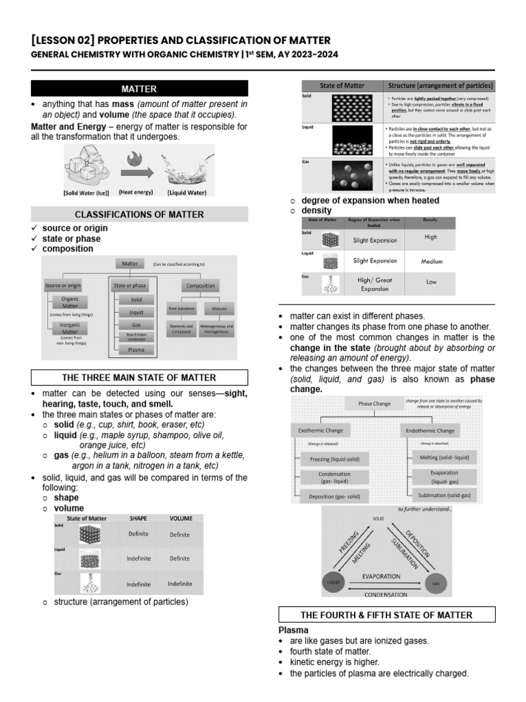 Properties and Classification of Matter | PDF