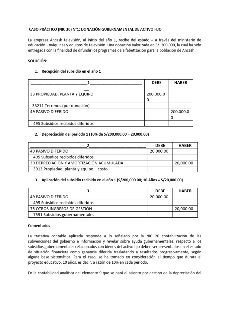 Casos Nic 20 | Descargar gratis PDF | Contabilidad | Depreciación