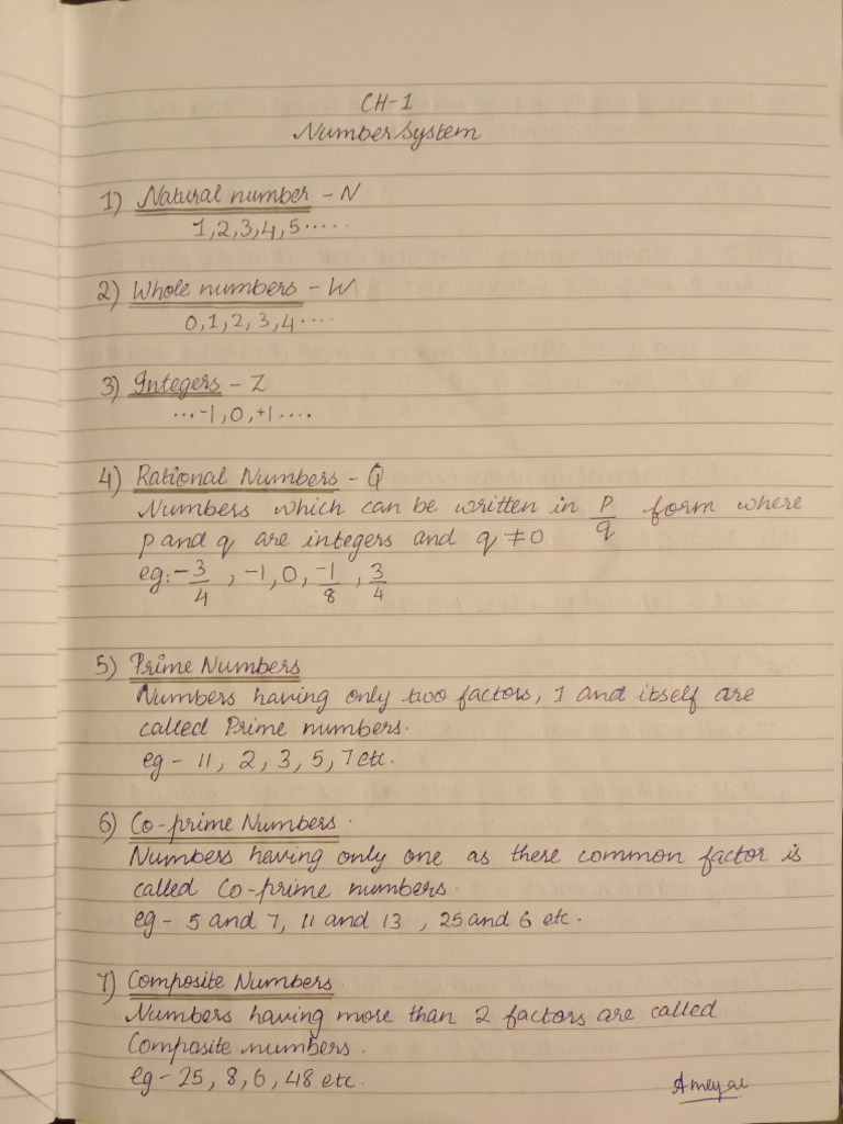 Maths Chapter 1 Notes | PDF