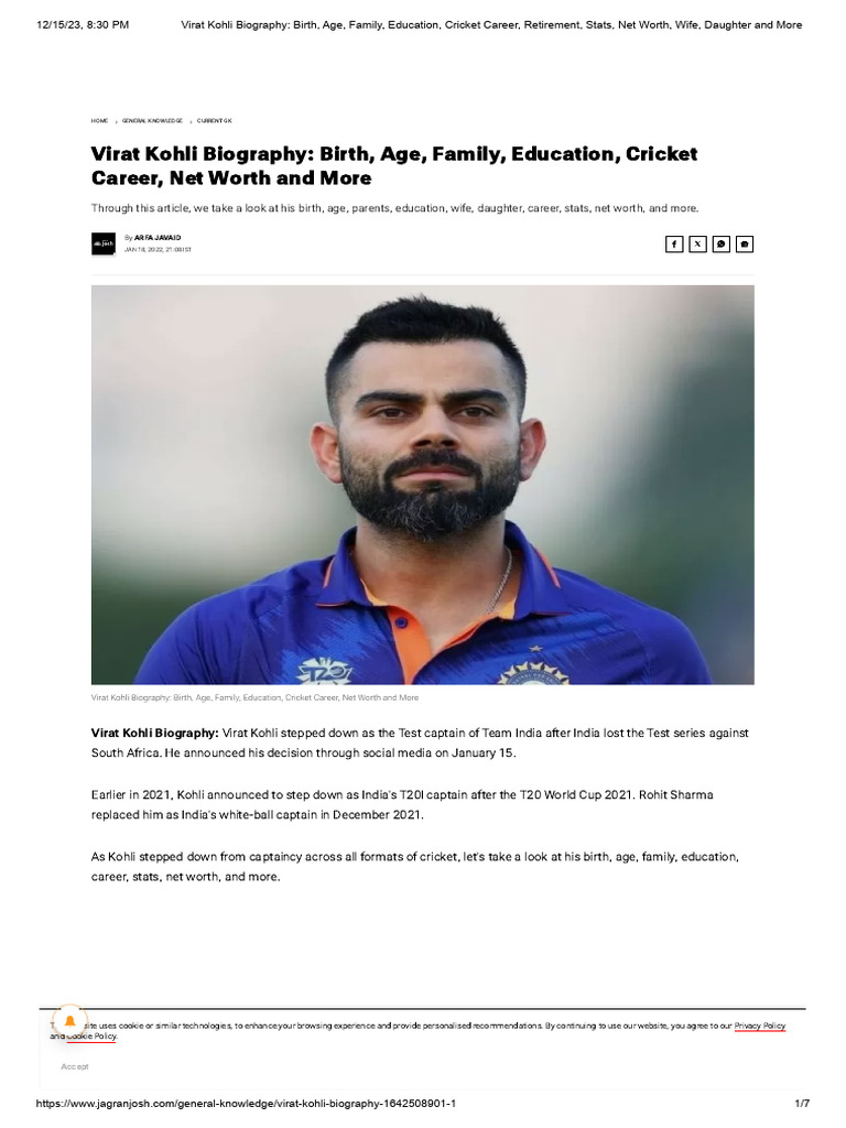 Virat Kohli Biography - Birth, Age, Family, Education, Cricket Career, Retirement, Stats, Net ...