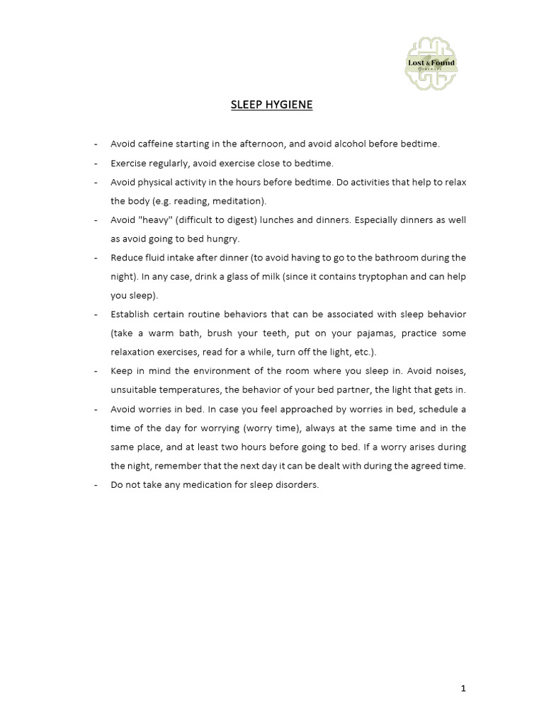Effective Sleep Hygiene Tips | PDF | Self-Improvement | Wellness