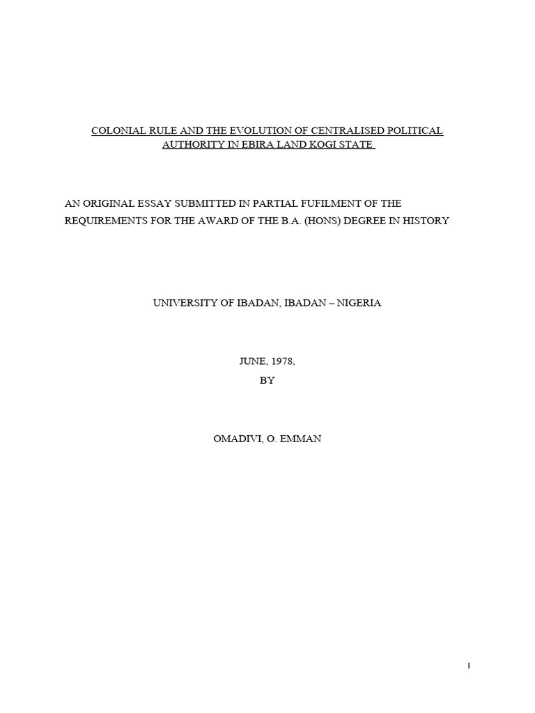 COLONIAL RULE AND THE EVOLUTION OF CENTRALISED POLITICAL AUTHORITY IN ...