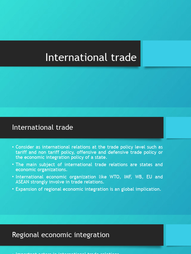 International Trade | PDF | Trade | Economic Integration