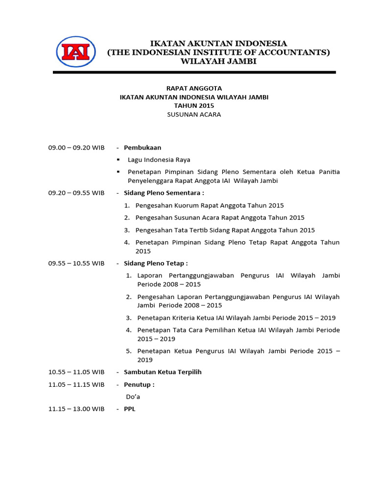 00 Susunan Acara Rapat | PDF