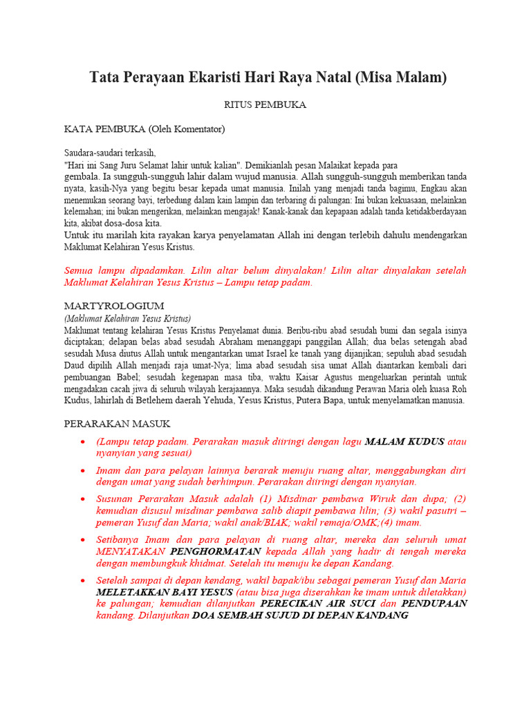 Tata Perayaan Ekaristi Malam Natal | PDF