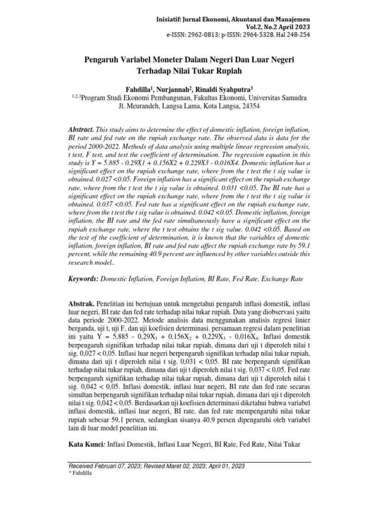 Inisiatif Vol 2 No 2 April 2023 Hal 248-254 | PDF | Data Analysis | Regression Analysis