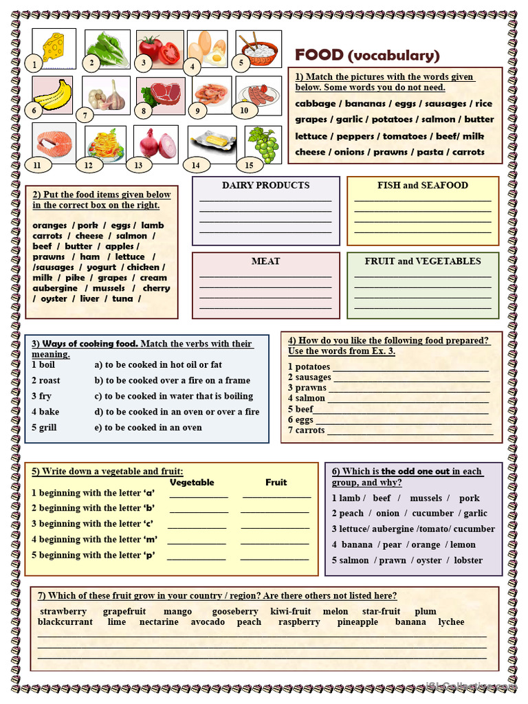 Food (Vocabulary) | PDF | Cooking | Sausage