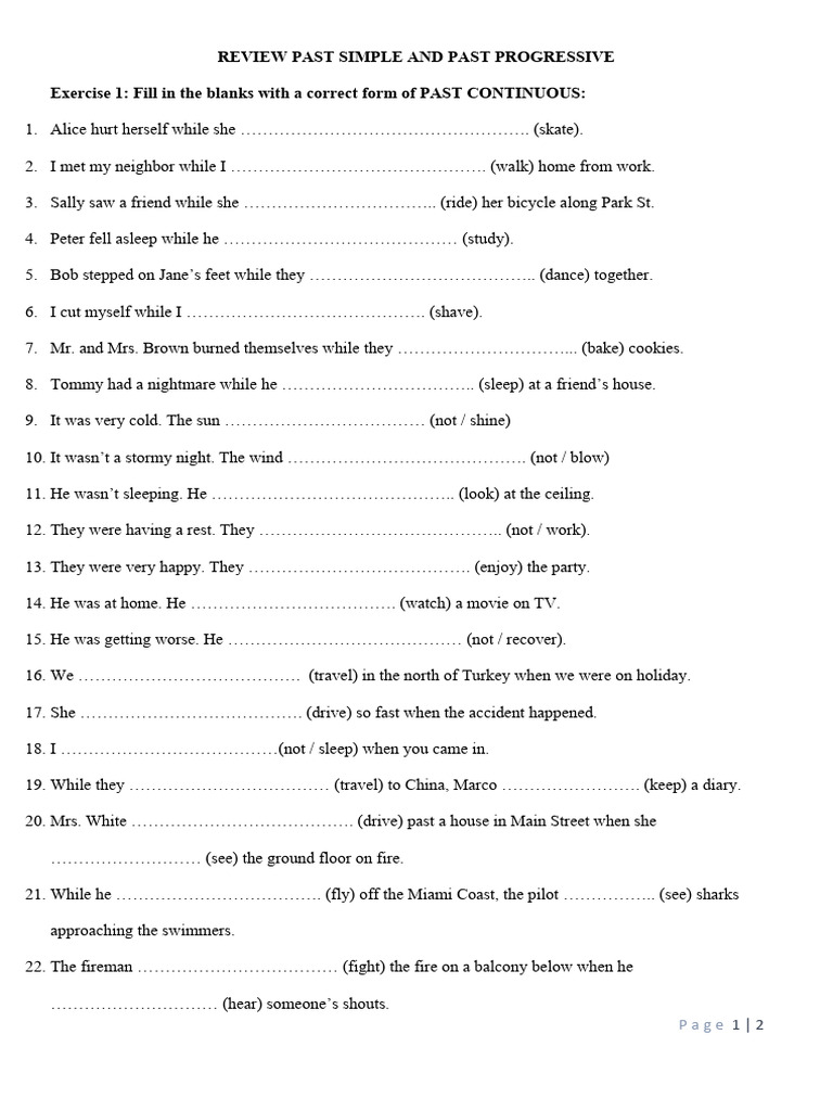 Review Past Simple and Past Progressive | PDF