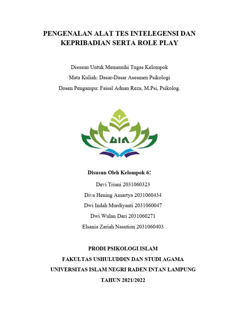Tes Kepribadian dan Intelegensi Psikologi | PDF | Karier & Perkembangan ...