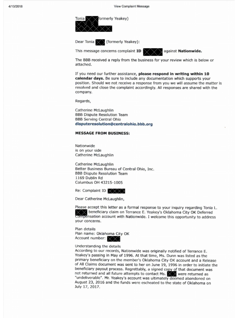 BBB Response Page 1 | PDF