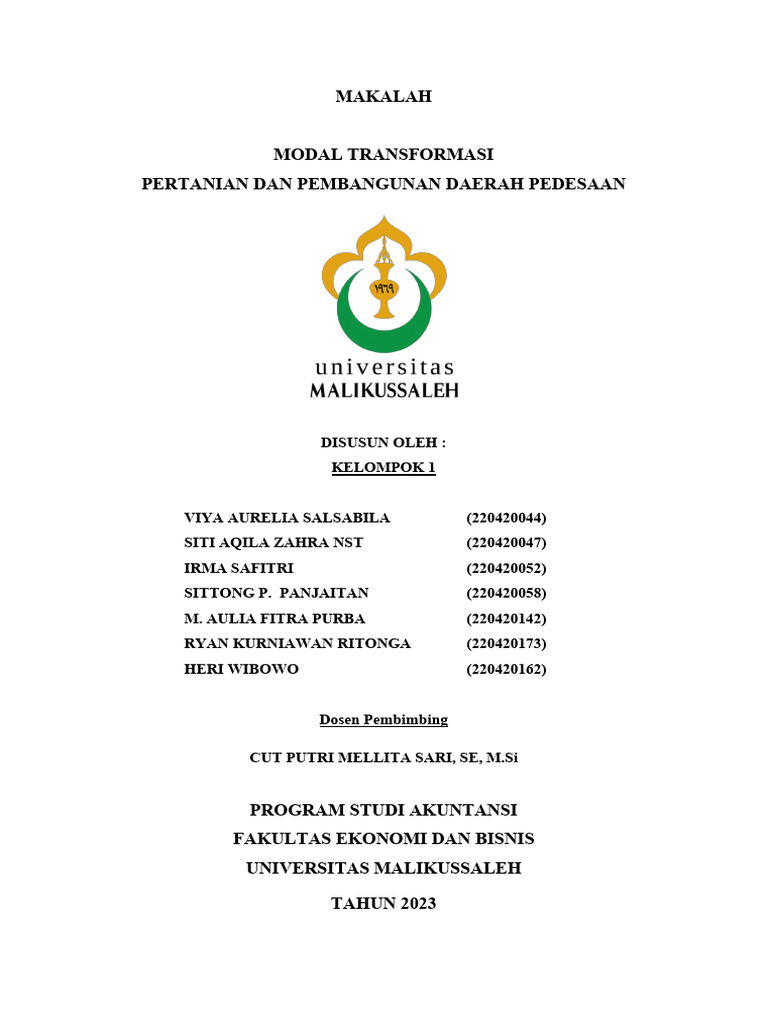 Makalah Ekonomi Pembangunan Kelompok 1 | PDF Makalah Ekonomi Pembangunan Kelompok 1 | PDF