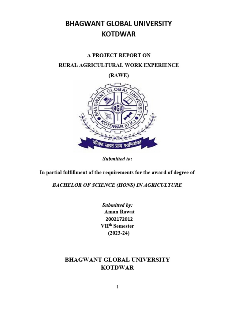 RAWE Project Report on Rural Agriculture | PDF