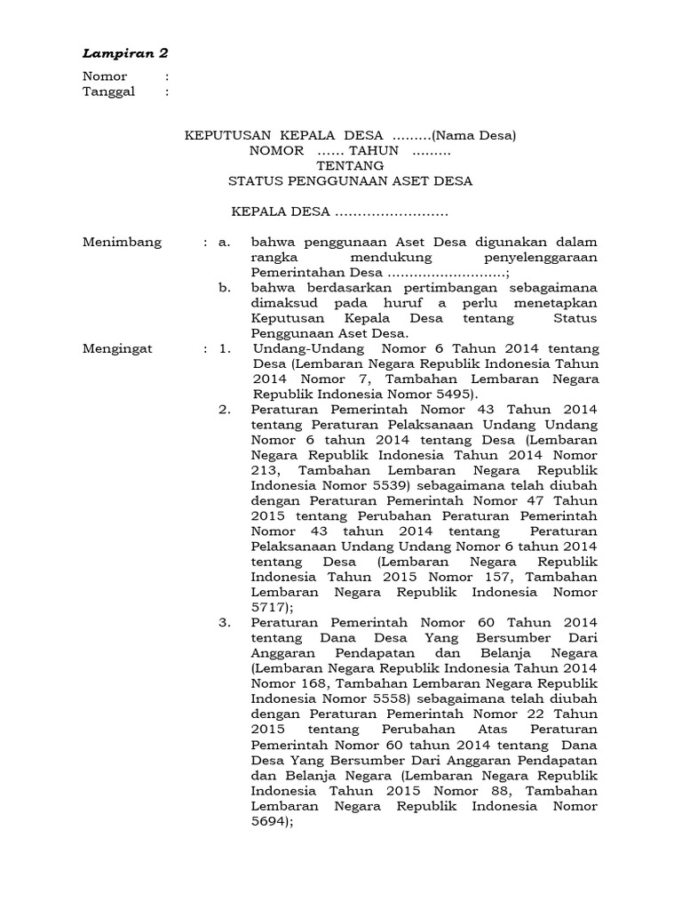 Format Laporan Inventarisasi Aset Desa Baru | PDF
