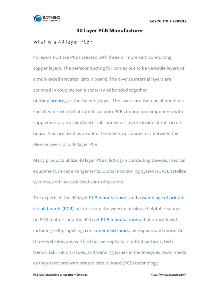 40 Layer PCB Manufacturer | PDF | Technology & Engineering