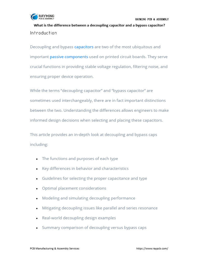 What is the Difference Between a Decoupling Capacitor and a Bypass ...