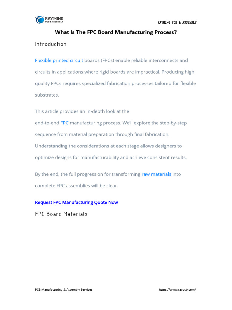 What Is The FPC Board Manufacturing Process | PDF | Technology ...