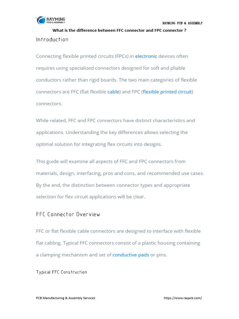 What Is The Difference Between FFC Connector and FPC Connector | PDF ...