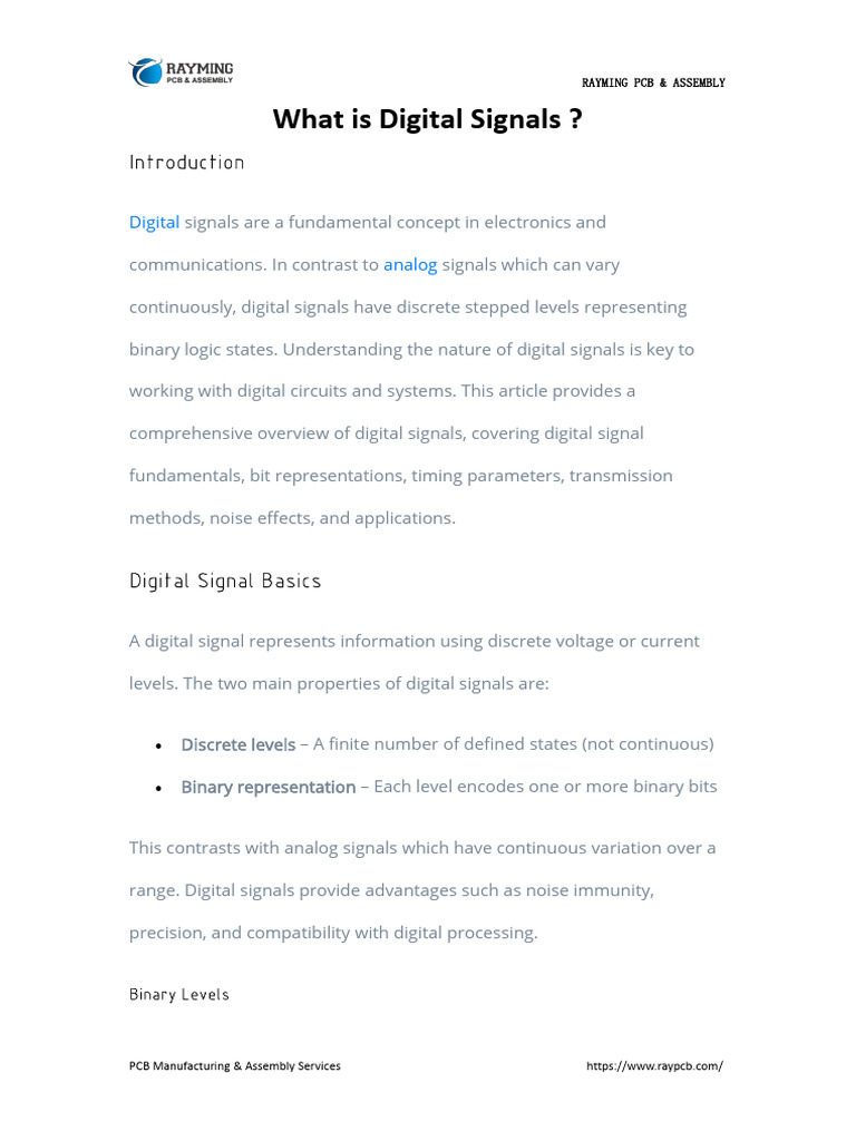 What is Digital Signals | PDF | Digital Signal | Bit