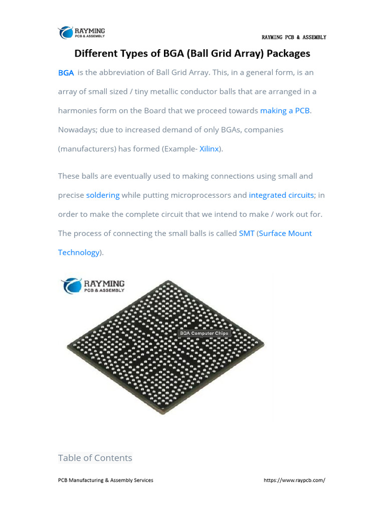 Different Types of BGA (Ball Grid Array) Packages | PDF