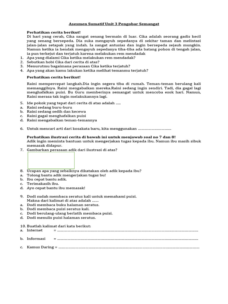 Asesmen Sumatif BI Unit 3 | PDF