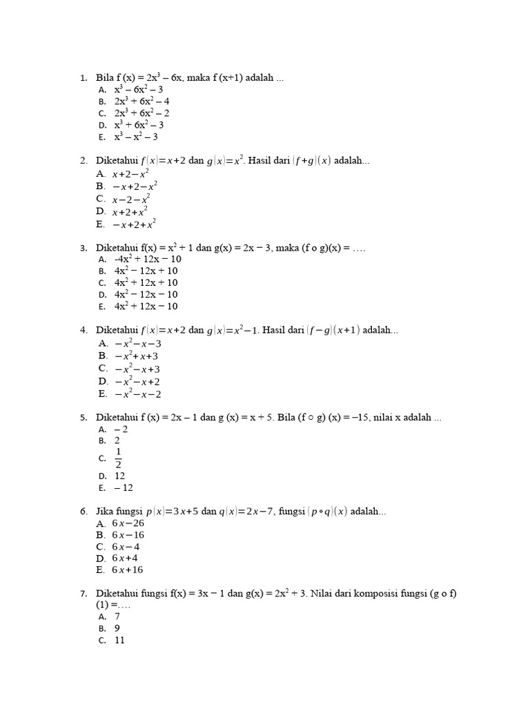 Kisi-Kisi Matematika Kelas 11 | PDF