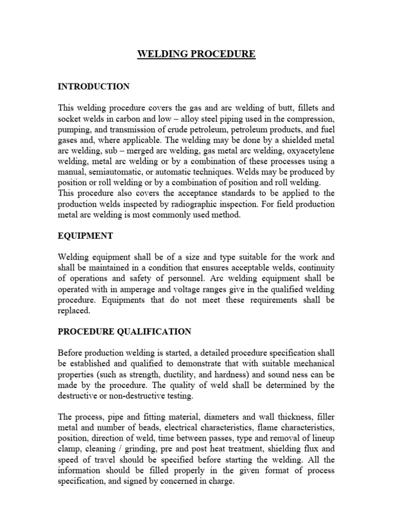 Welding Procedure - 1 | PDF | Construction | Welding