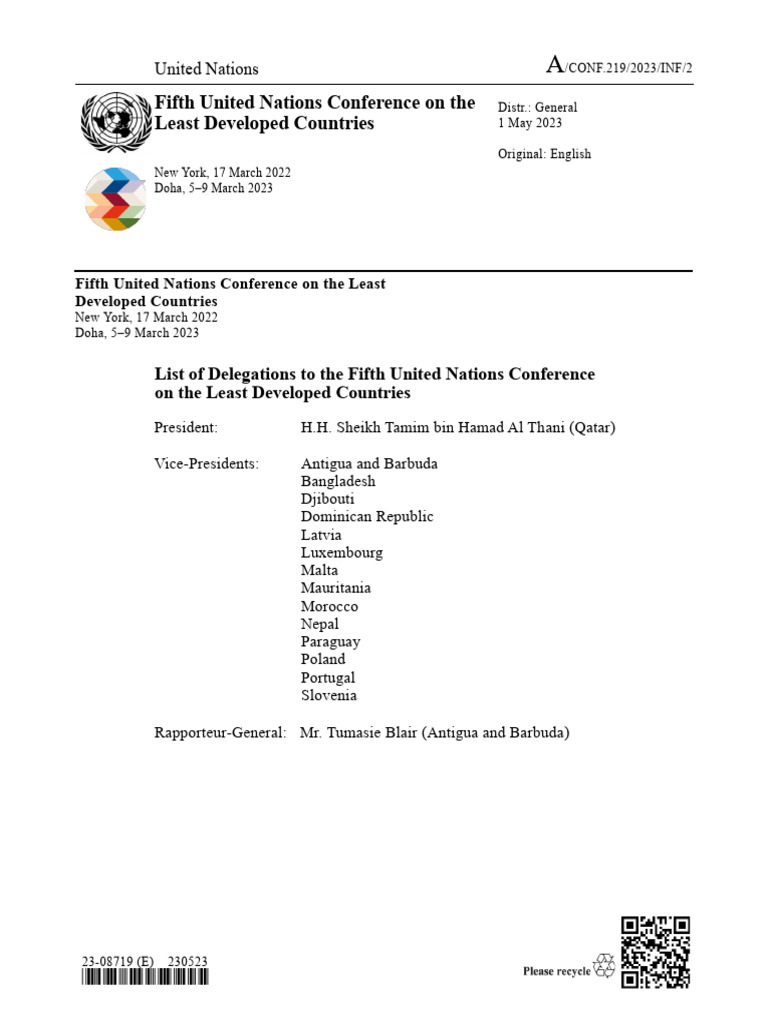 A Conf.219 2023 Inf 2-En | PDF | Diplomatic Rank | Burkina Faso