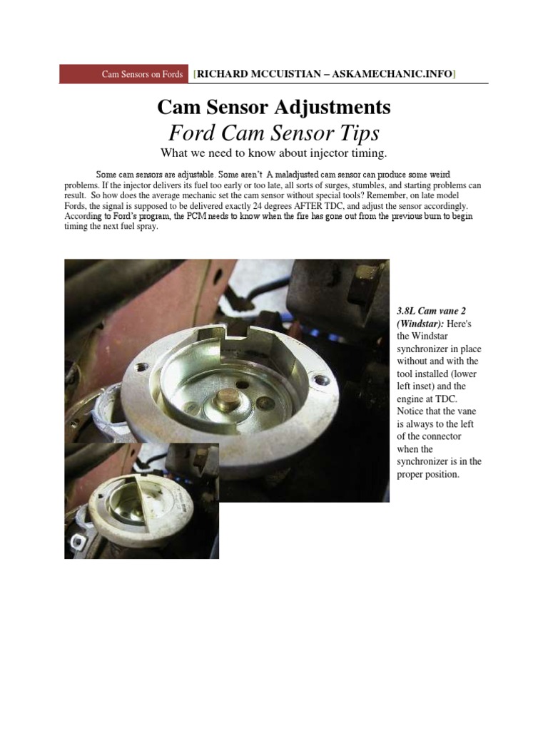 Ford Cam Sensor Tips | PDF | Engines | Engine Technology