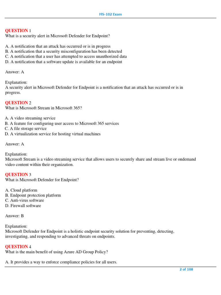 MS-102 Exam Questions and Answers Guide | PDF | Microsoft Azure | Cloud ...