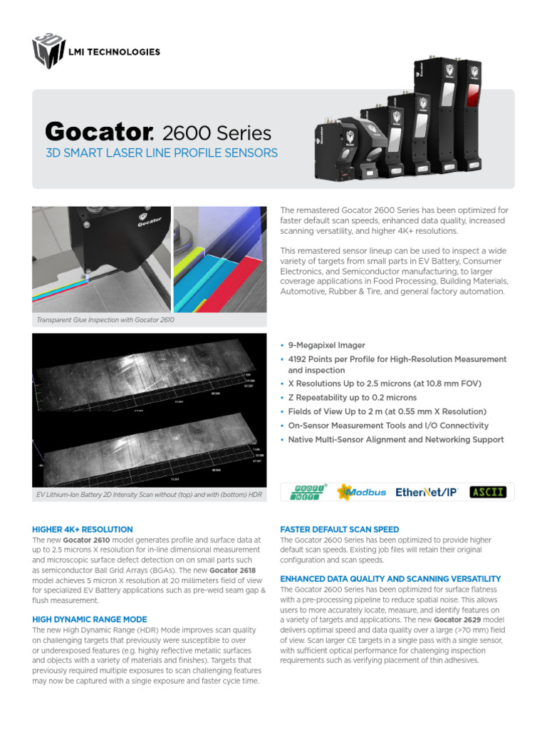 Datasheet Gocator 2600 Us Hdr Web 2 Pdf Exposure Photography