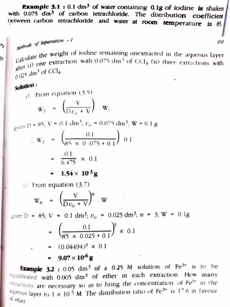Solved Problems On Solvent Extraction | PDF | Concentration | Mole (Unit)