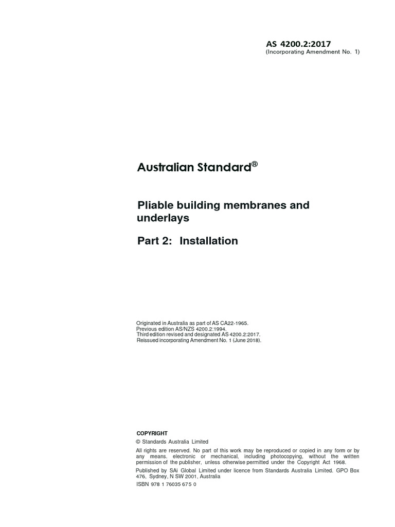 MEMBRANES Installation Instructions To AS 42002 V1222 | PDF | Roof | Wall